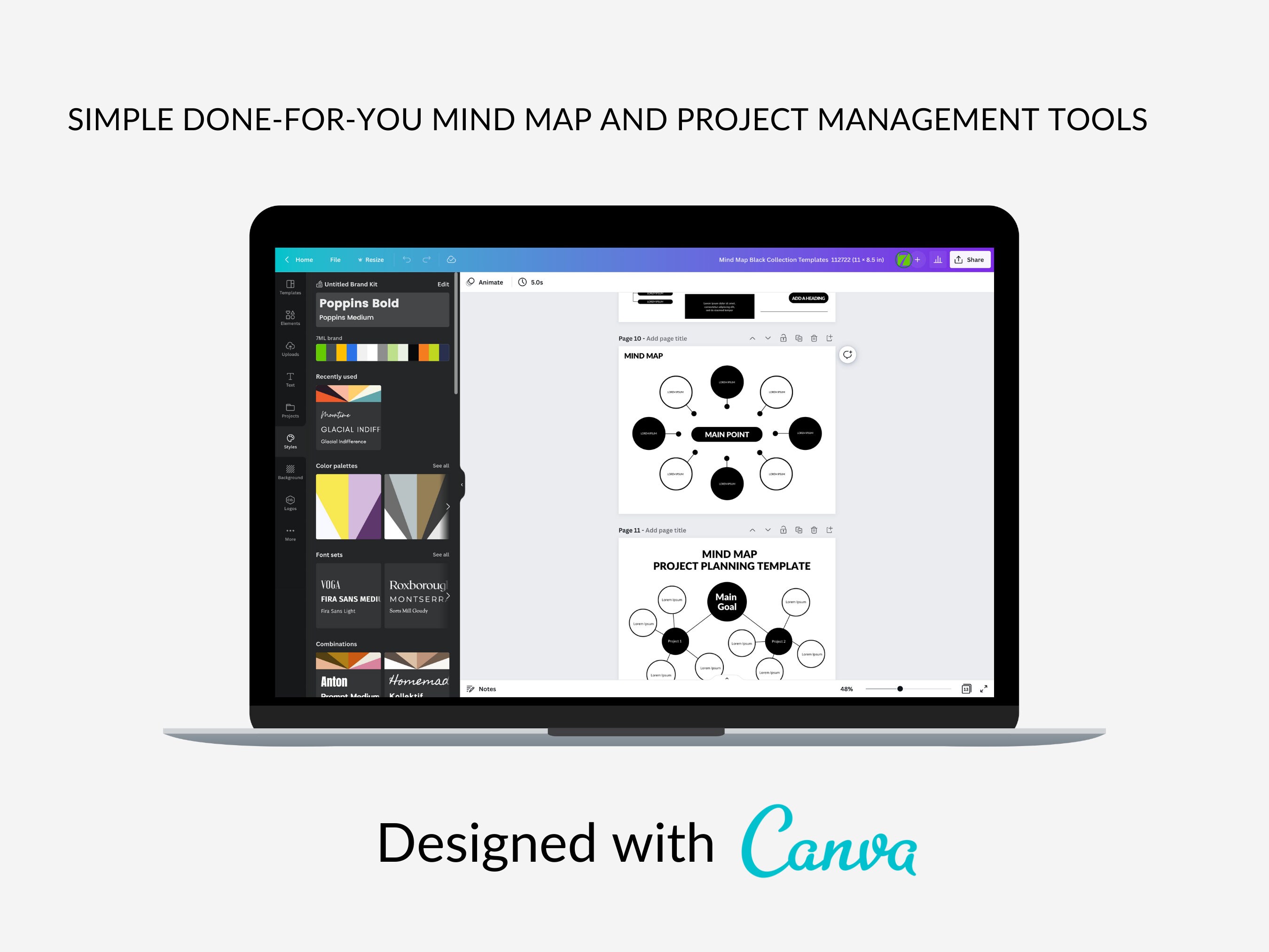 Canva Mind Map Planner: Editable Project Management Template (digital ...