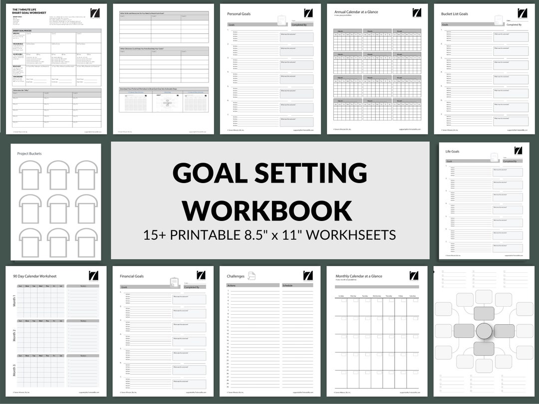 SMART Goal Setting Worksheet Bundle: Printable Goal Planner (PDF) - Etsy