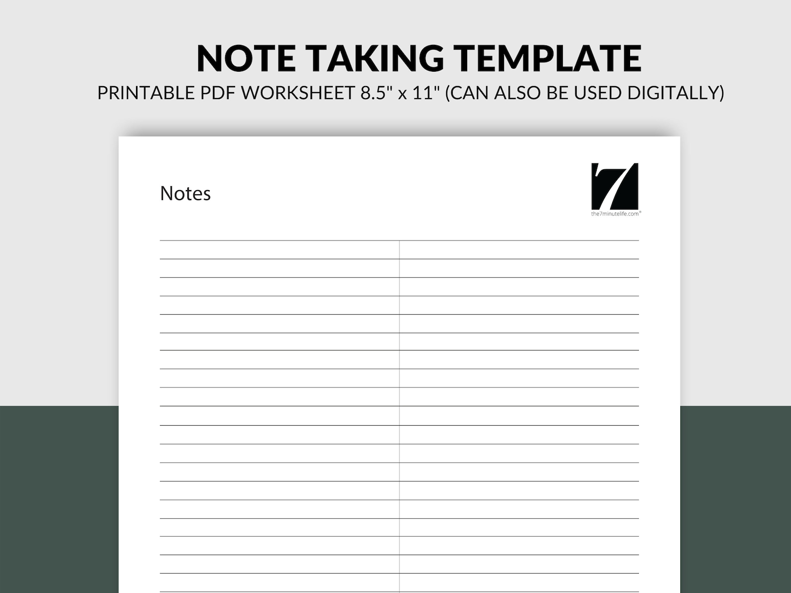 Notes Template | Note Taking Template Worksheet | Printable PDF ...
