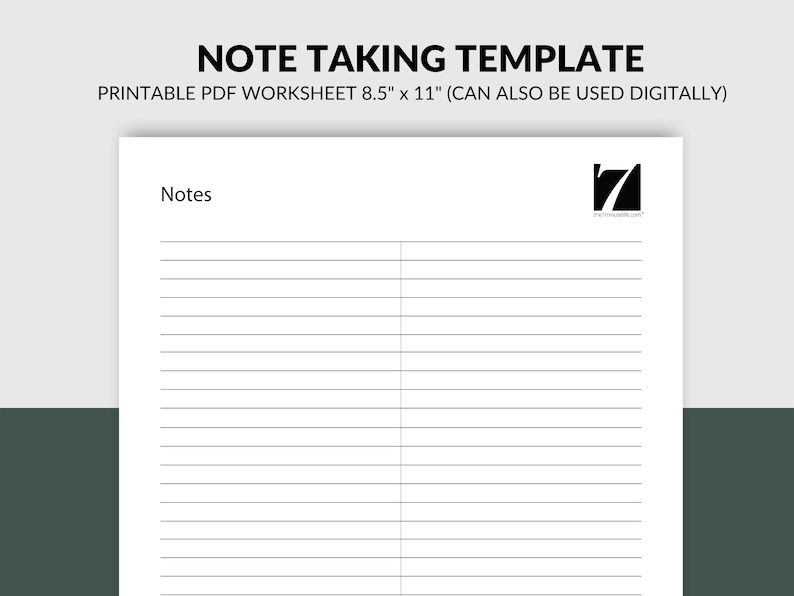Notes Template | Note Taking Template Worksheet | Printable PDF ...
