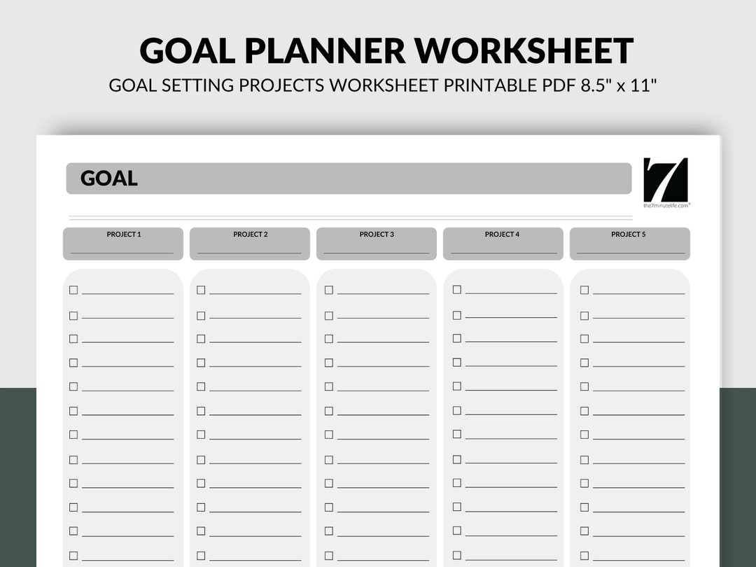 Goal Setting Template Worksheet | Goals Planner & Tracker Printable ...