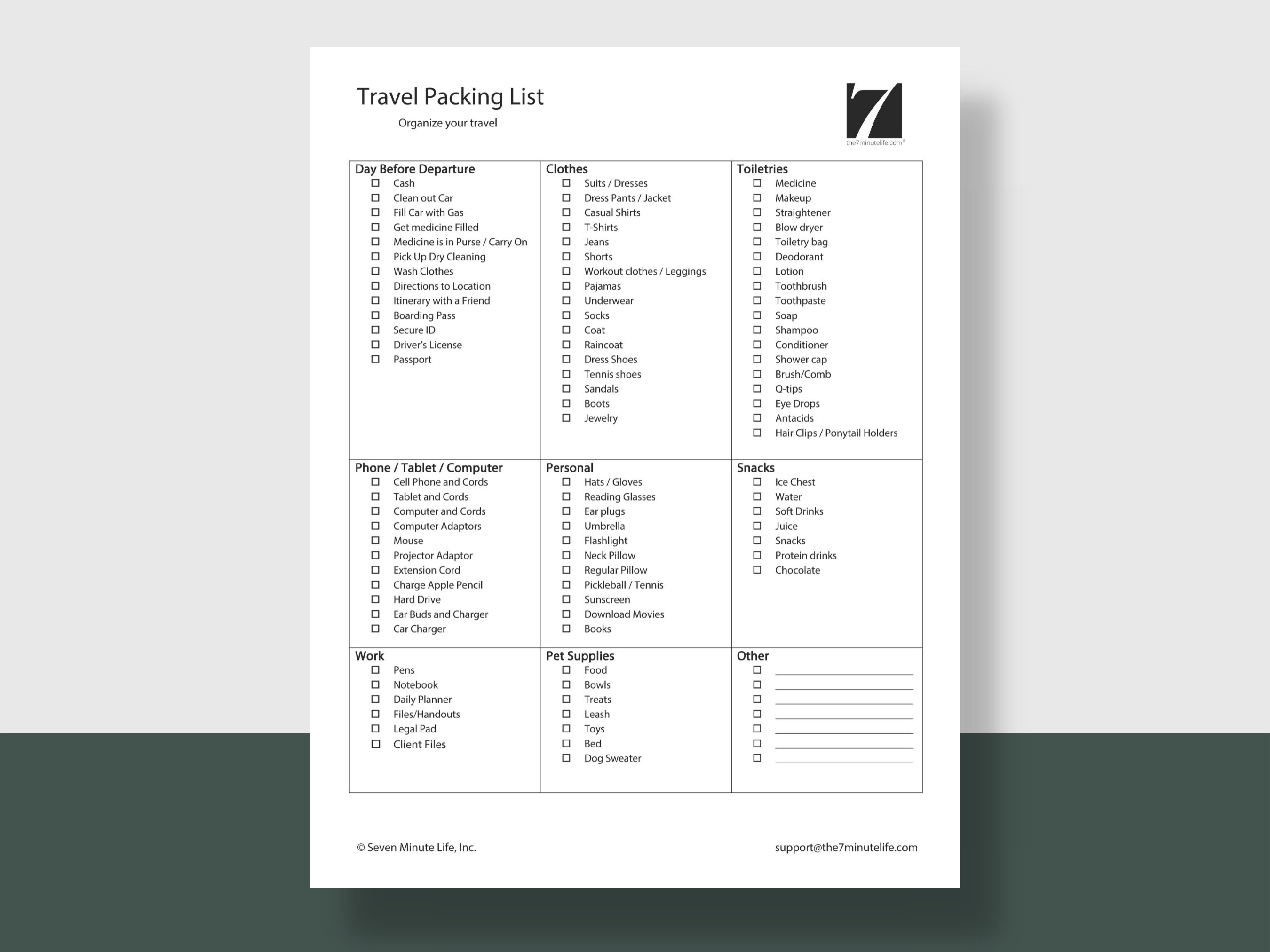 Travel Packing List Printable Download | Travel Packing Checklist ...