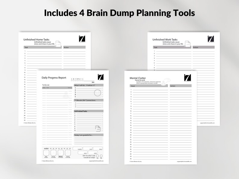 BRAIN DUMP Planner Brain Dump Printable Template BUNDLE Brain Dump ...