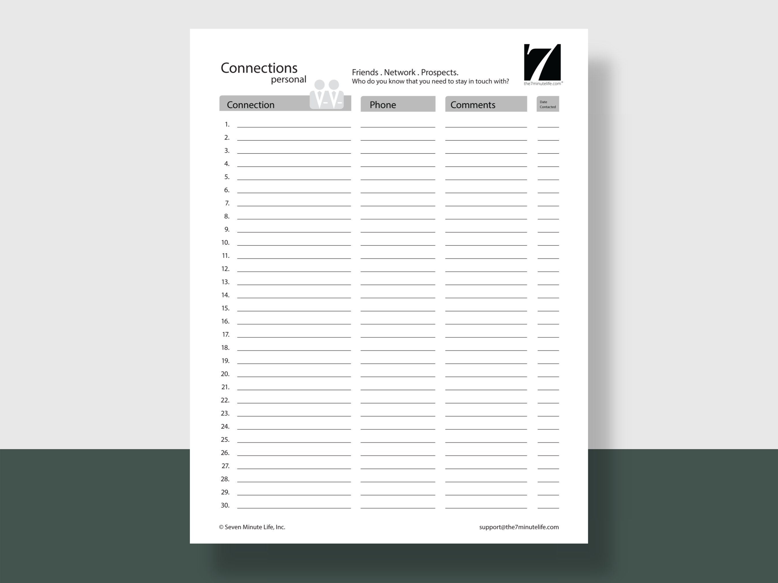 Personal Connections Worksheet: Sales Prospecting Template (printable ...