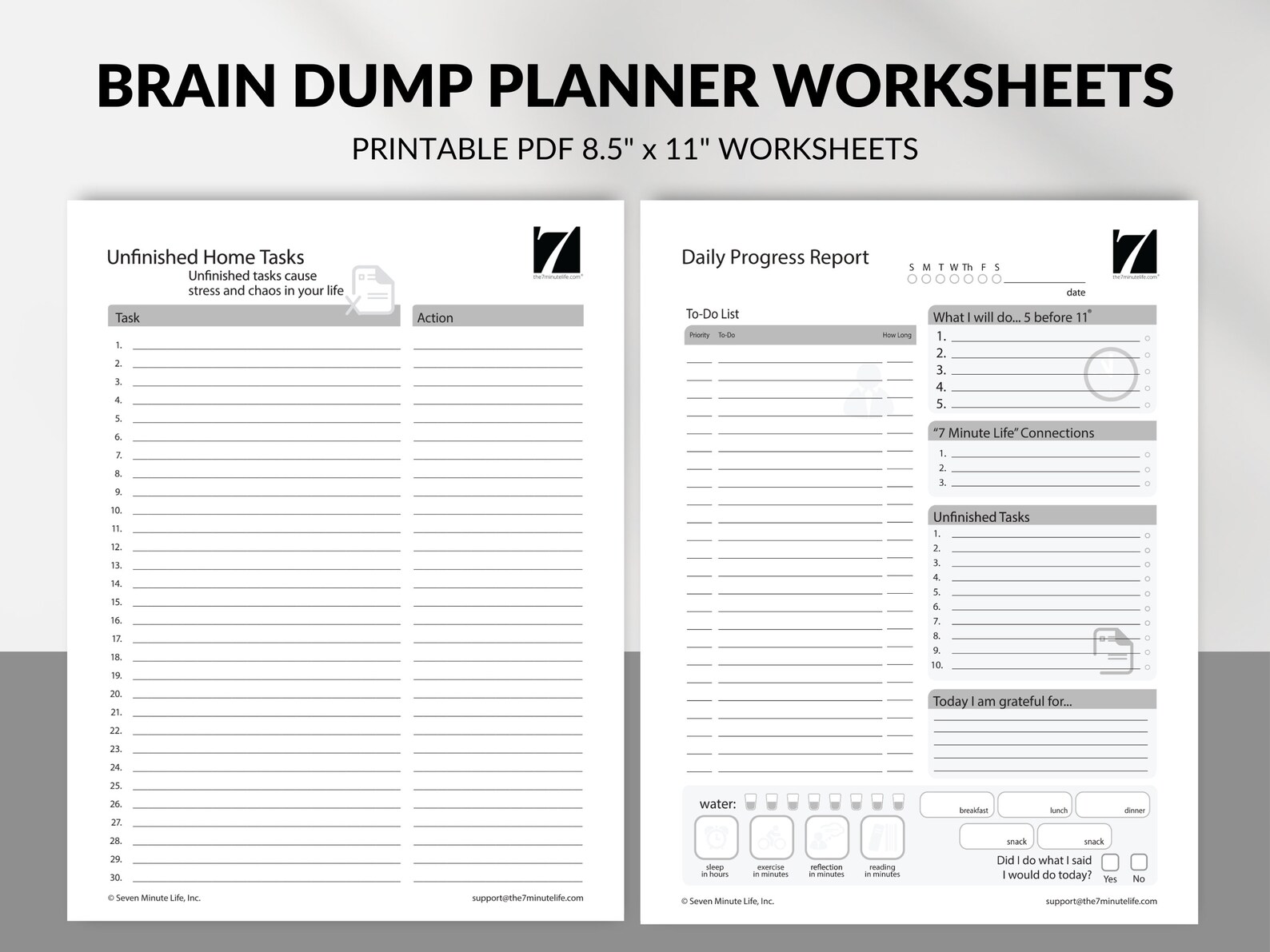 BRAIN DUMP Planner Brain Dump Printable Template BUNDLE Brain Dump ...
