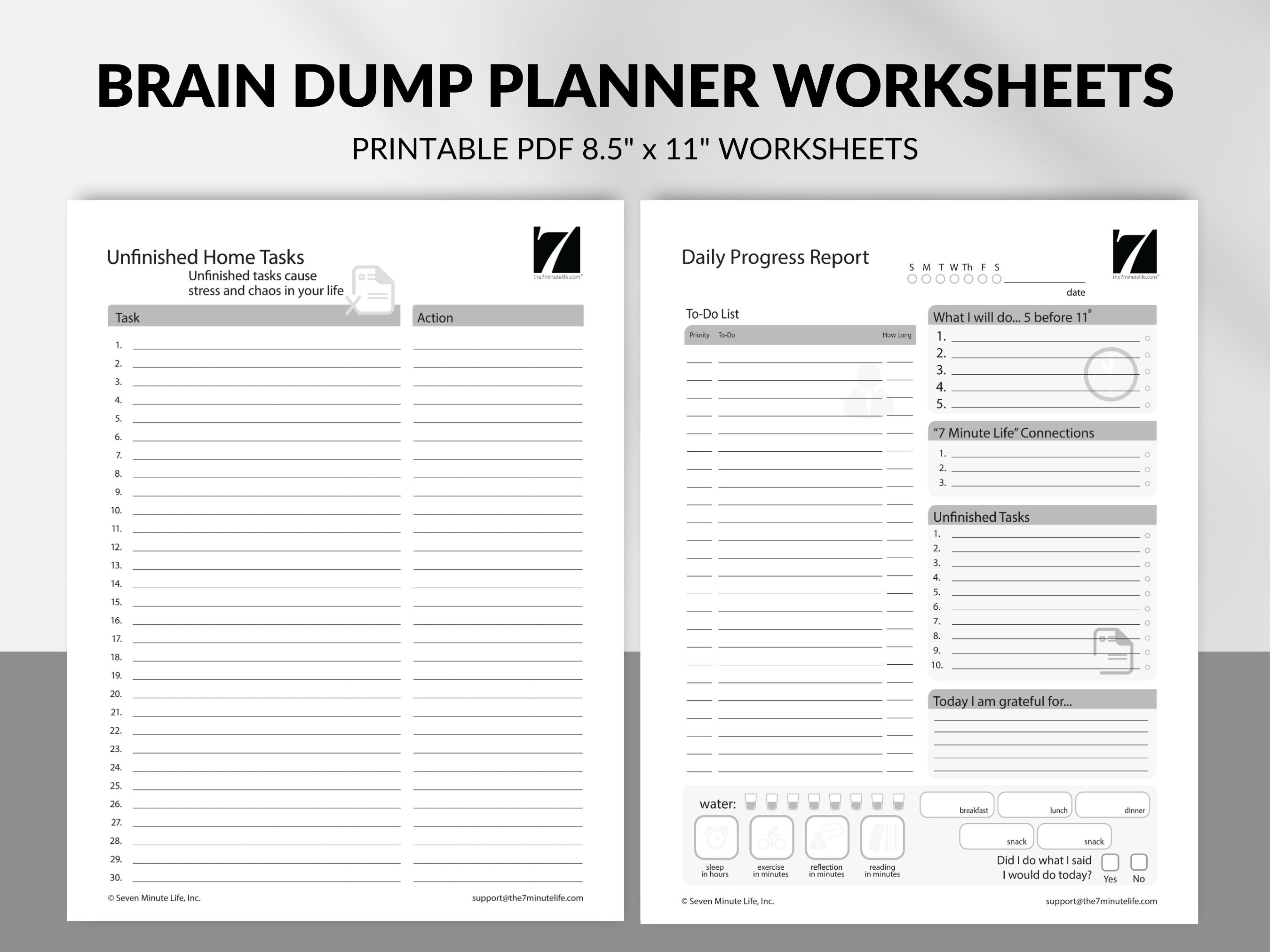 BRAIN DUMP Planner Brain Dump Printable Template BUNDLE Brain Dump ...