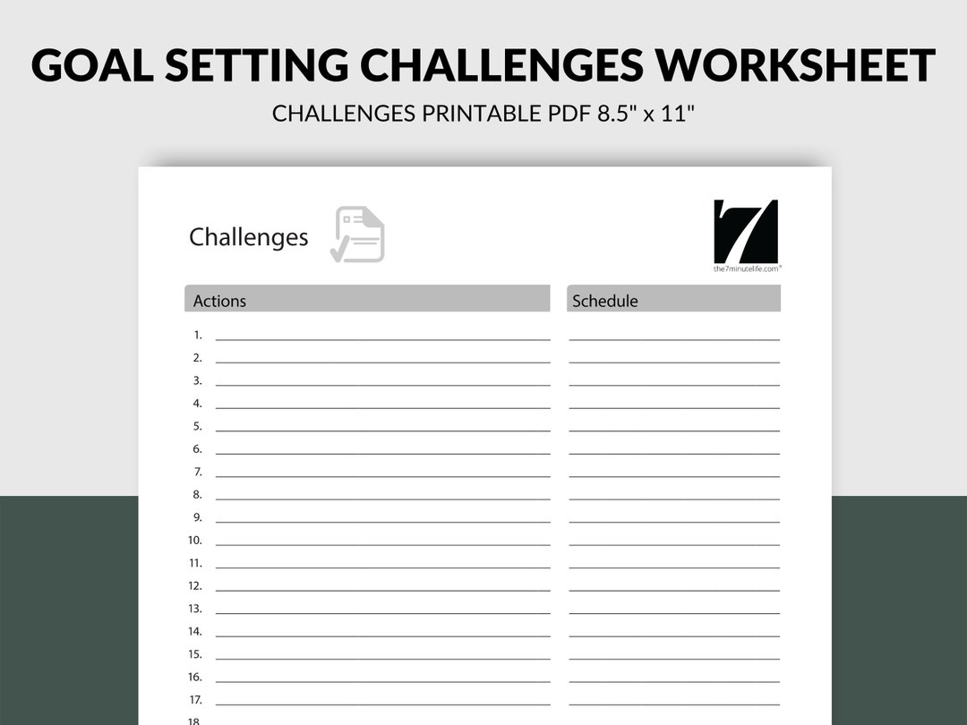 Goal Setting Challenges Worksheet: Printable Goal Planner (PDF) - Etsy