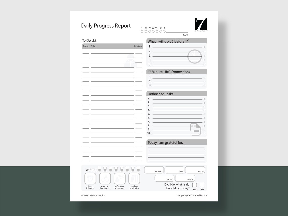 Daily Schedule Printable the 7 Minute Life Daily Progress Report ...