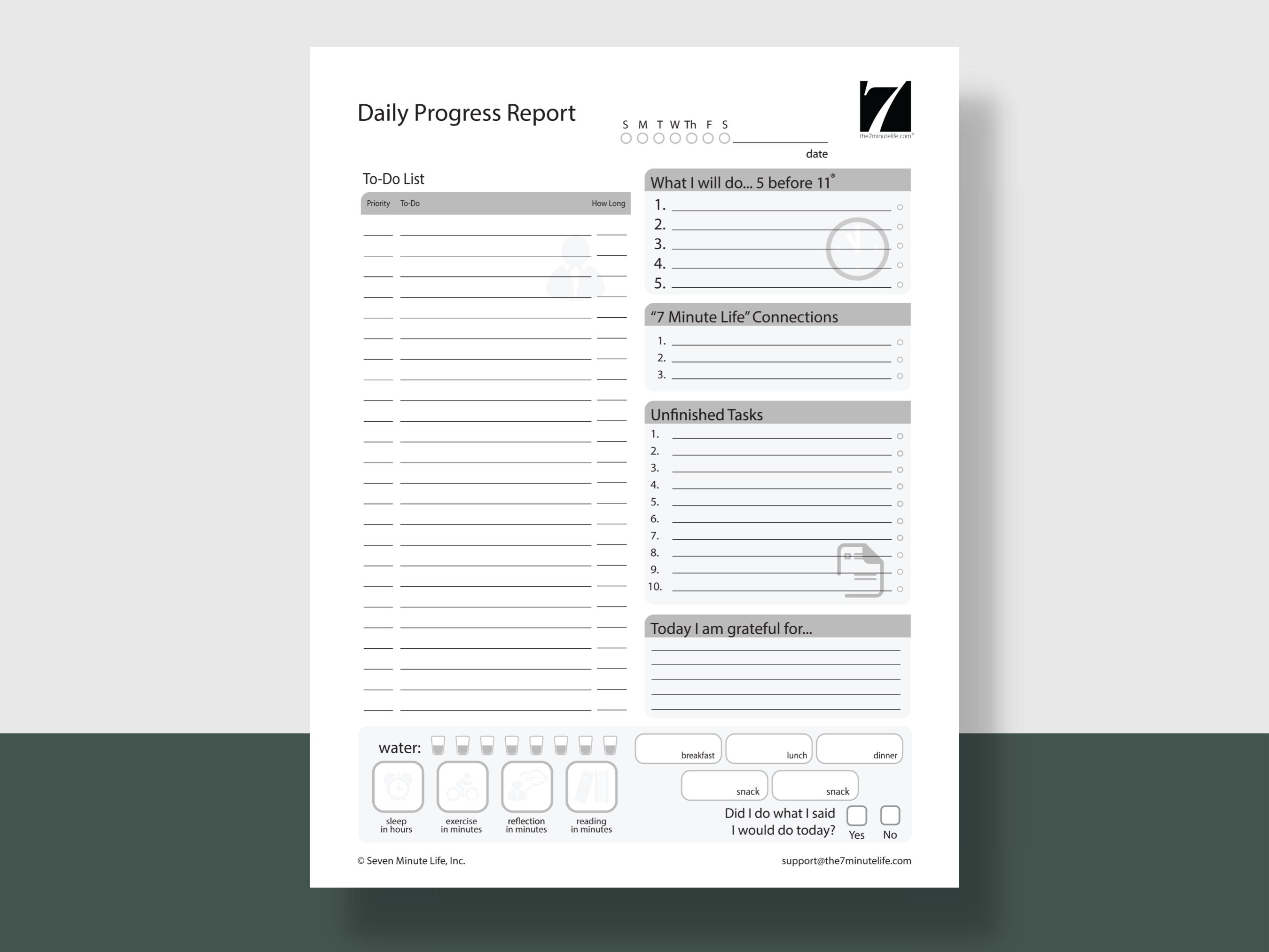 Daily Schedule Printable the 7 Minute Life Daily Progress Report ...
