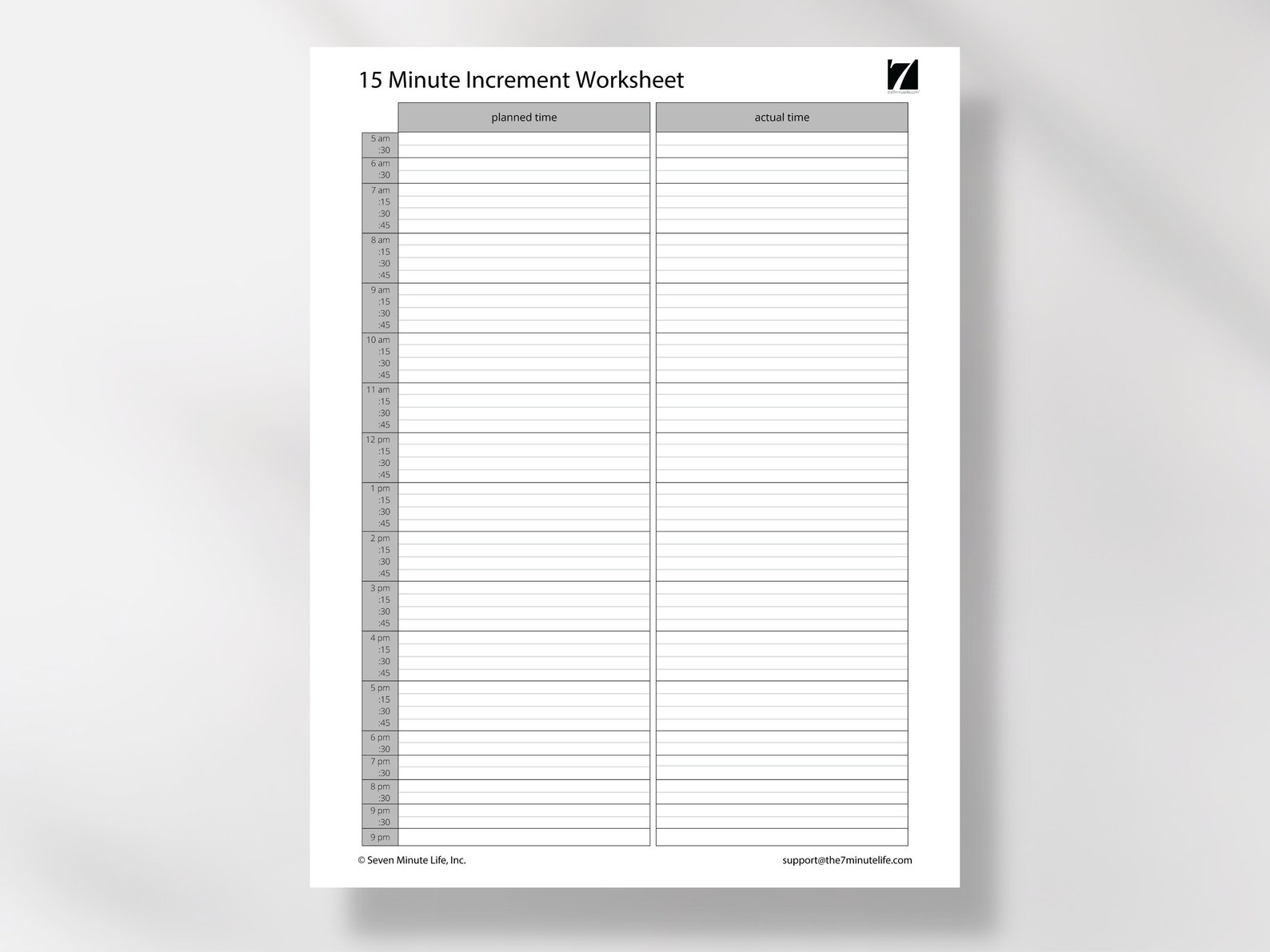15 Minute Daily Planner Printable: Time Management Worksheet (PDF) - Etsy