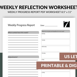 Weekly Reflection Printable | Weekly Progress Report Template | Weekly ...