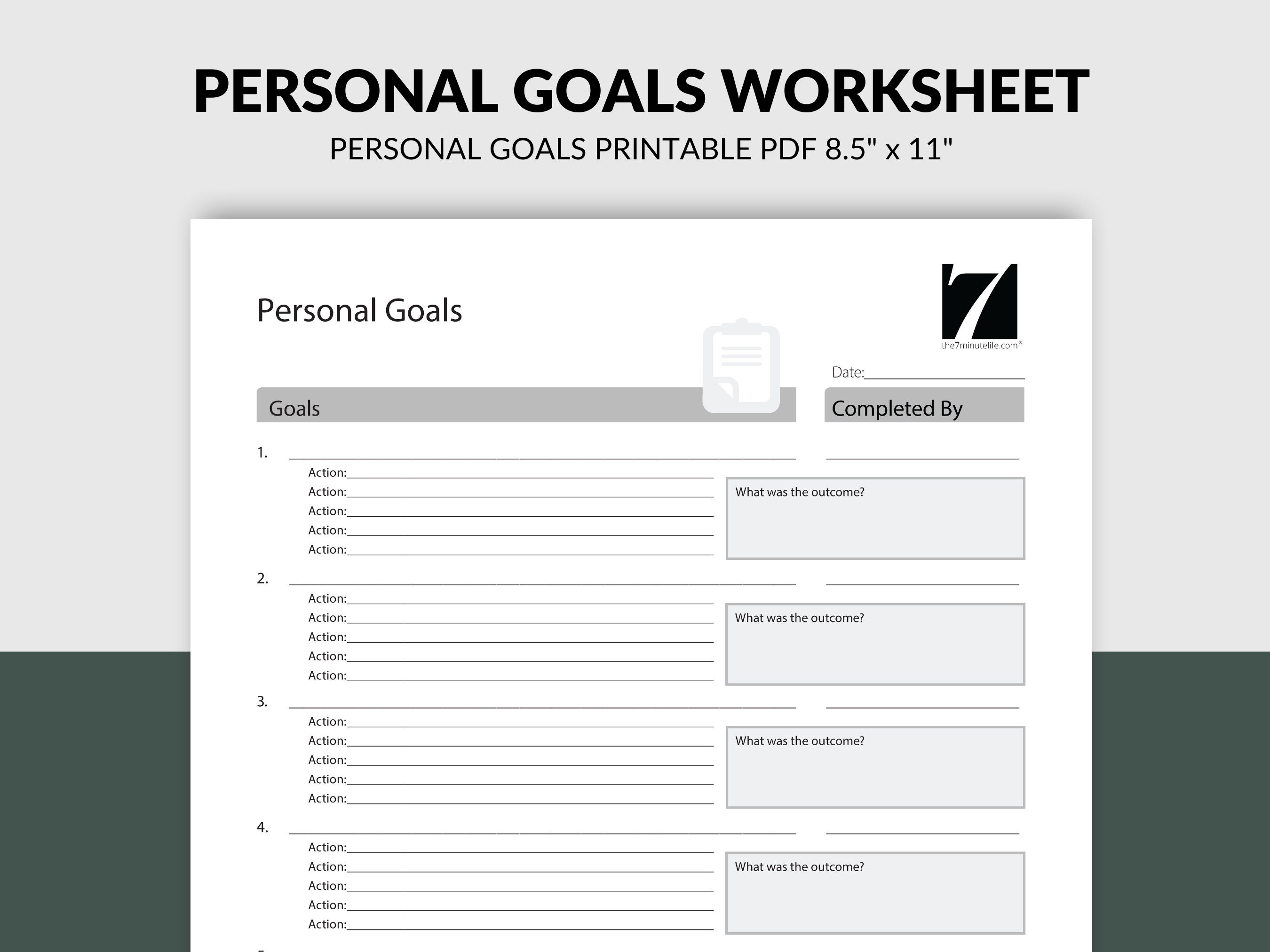 Personal Goals Template | Goal Setting Worksheet | 90 Day Goal Planner ...
