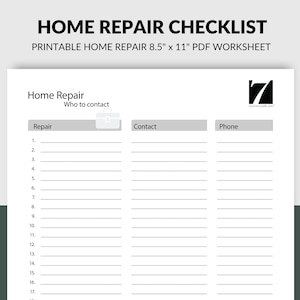 Home Repair Checklist | Home Improvement Planning List | House ...