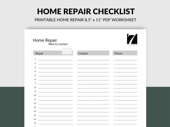 Home Repair Checklist Home Improvement Planning List House - Etsy