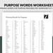 Priming Words for Purpose Worksheet: Life Purpose Tool (printable) - Etsy