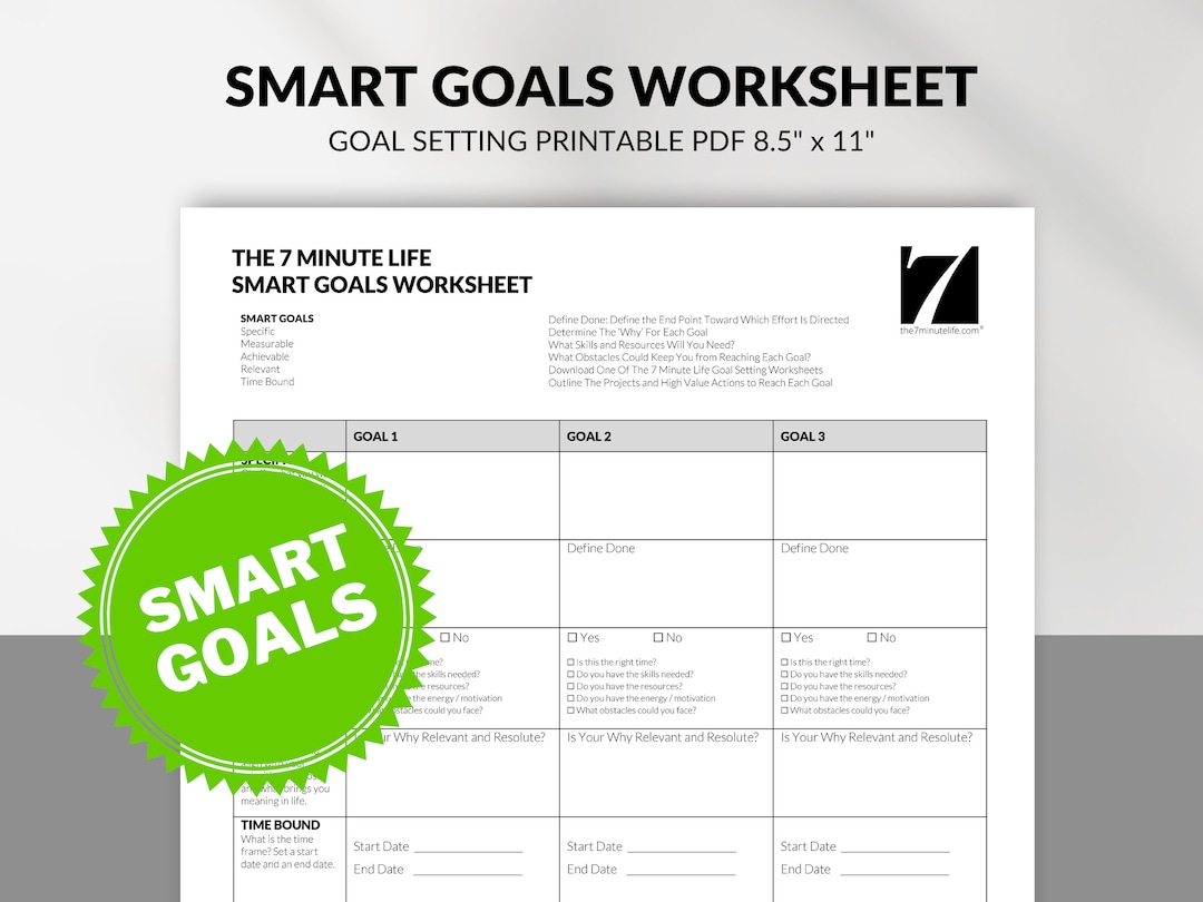 Goal Setting Worksheet | SMART Goals Template | Goal Setting Printable ...