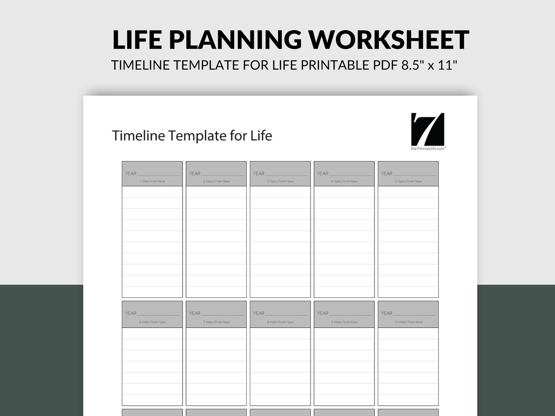 Life Planning Worksheet | Timeline Template for Life Printable Tool ...