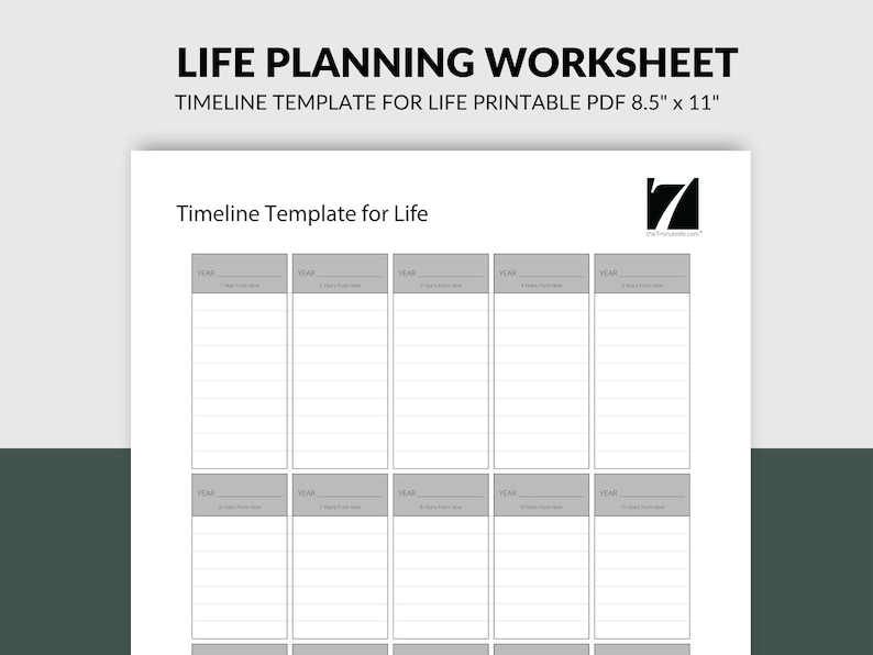 Life Planning Worksheet | Timeline Template for Life Printable Tool ...