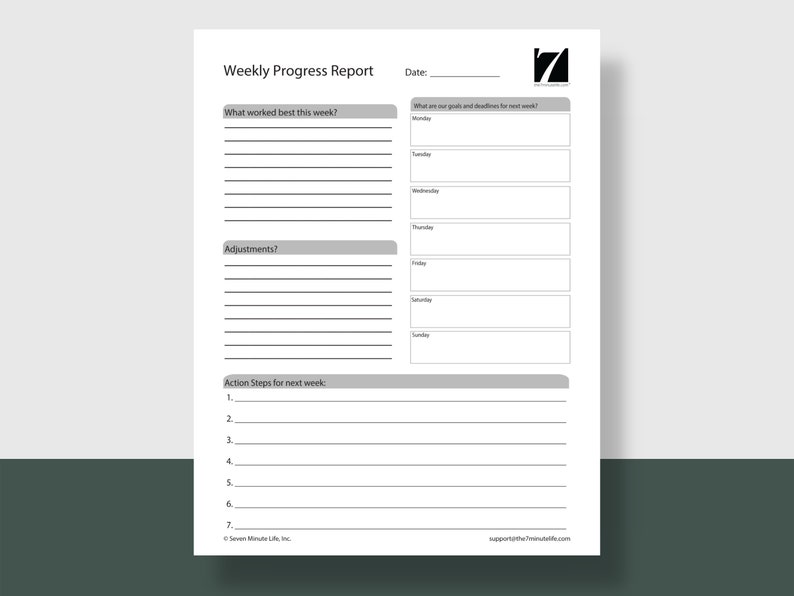 Weekly Reflection Printable | Weekly Progress Report Template | Weekly ...