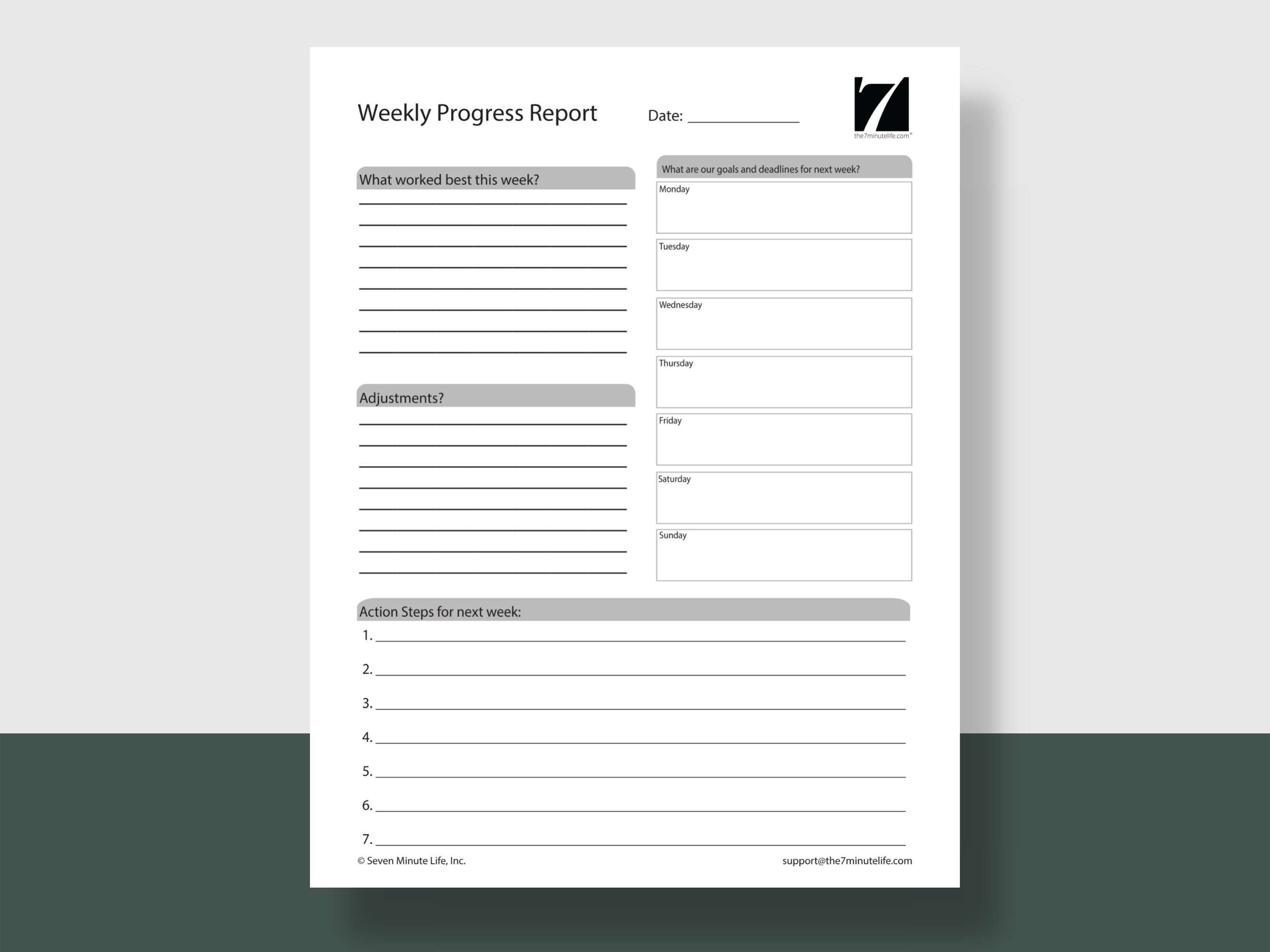 Weekly Reflection Printable Weekly Progress Report Template - Etsy