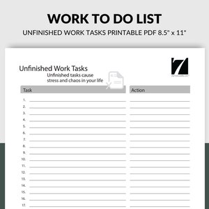 Work To-do List: Unfinished Tasks Worksheet (printable PDF) - Etsy