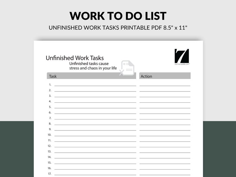 Work To-do List: Unfinished Tasks Worksheet (printable PDF) - Etsy