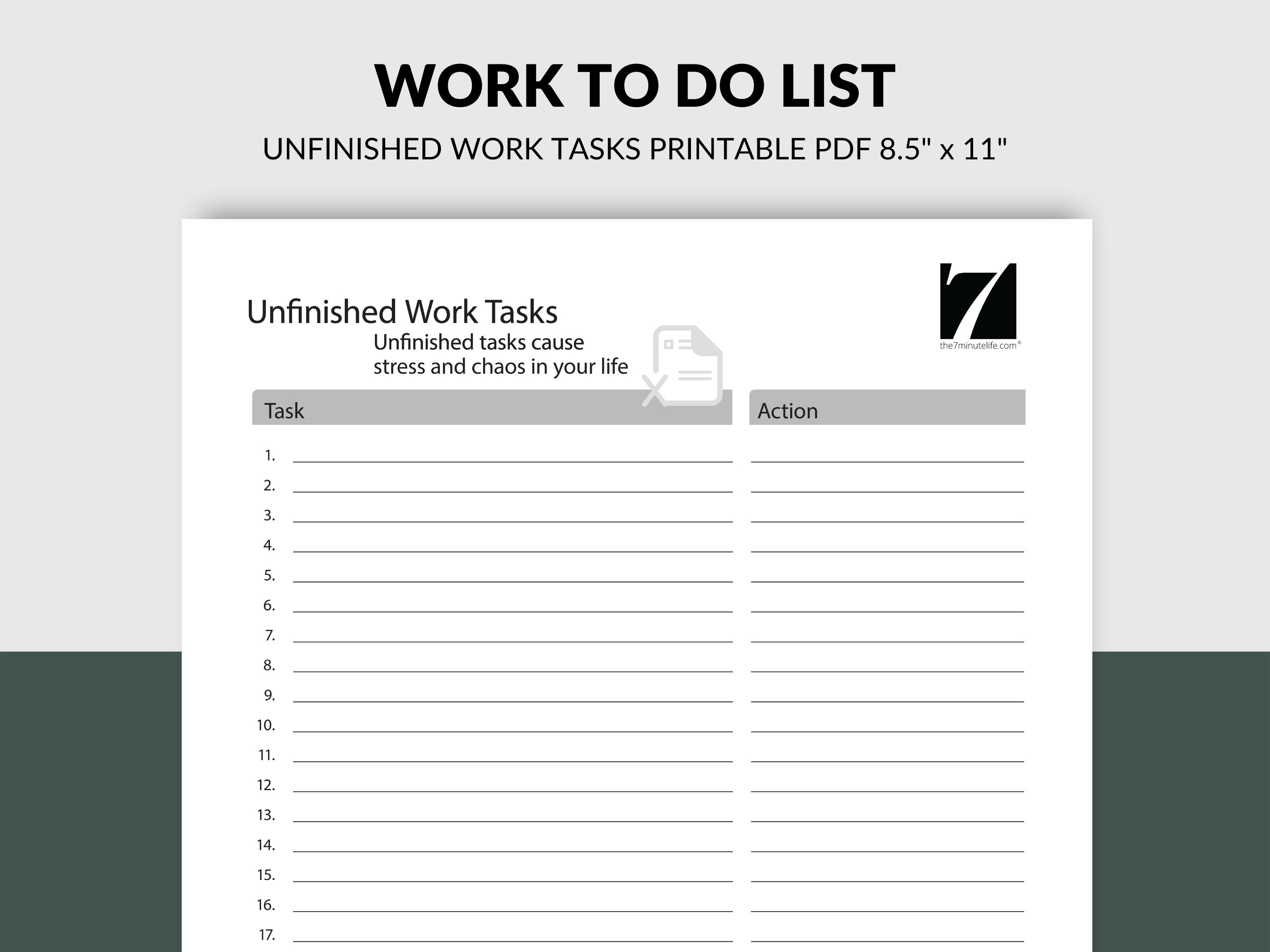 Work to Do List | Unfinished Work Tasks Worksheet | Printable PDF ...