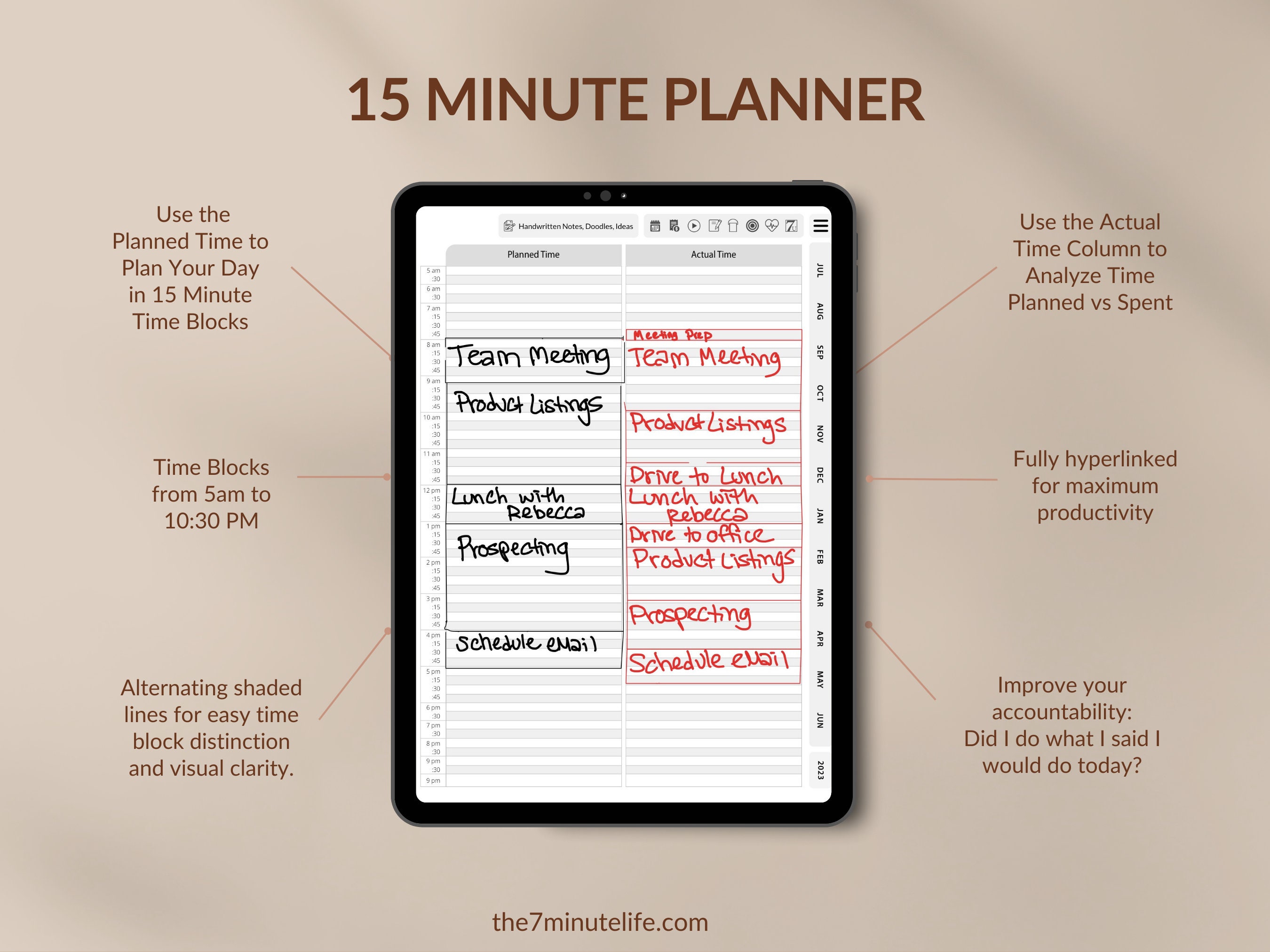 15 Minute Planner Printable & Digital Time Blocking Template - Etsy