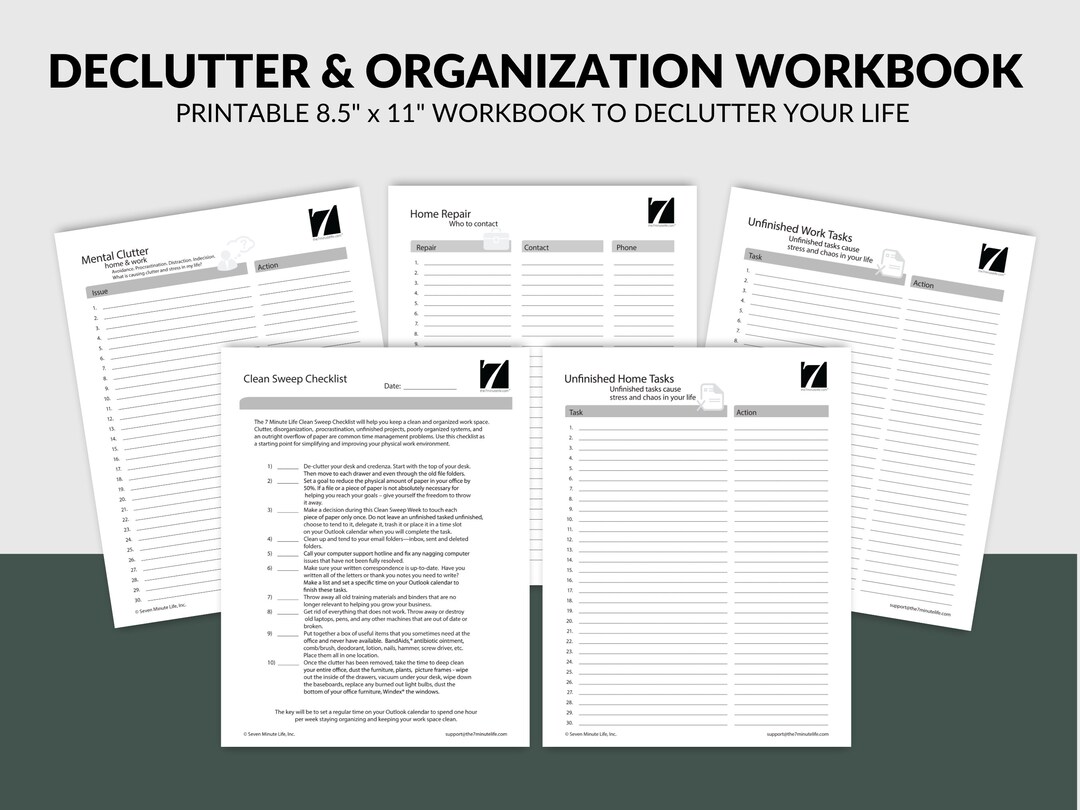 Decluttering & Organization Workbook | Printable Worksheets to ...