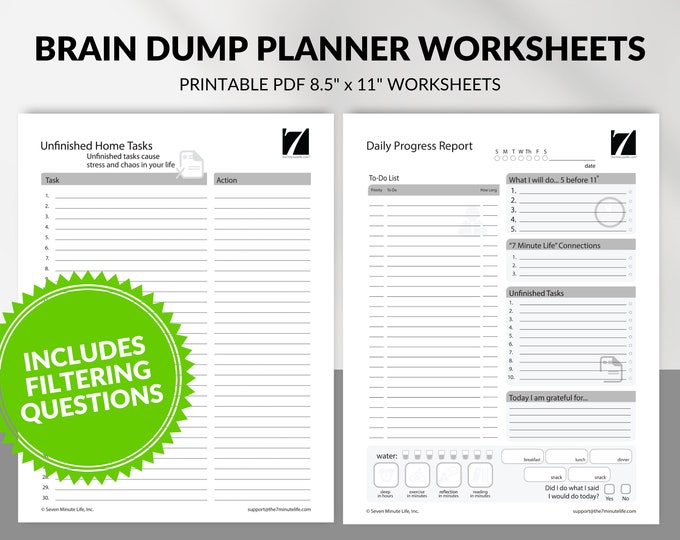 Printable Brain Dump Template Bundle, Planner Note Template Inserts ...