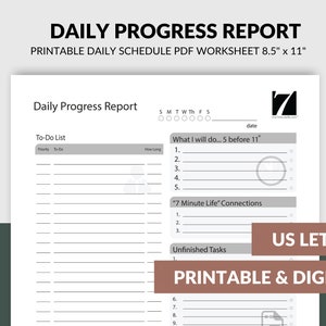 Daily Schedule Printable | the 7 Minute Life Daily Progress Report ...