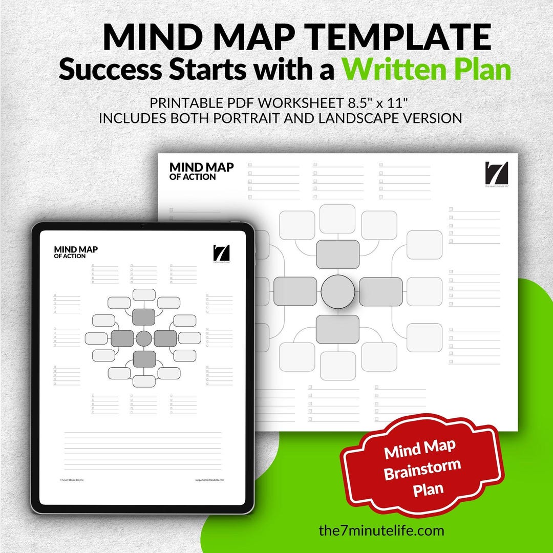 Mind Map Planner Template Landscape | Mindmap Mind Mapping Template ...