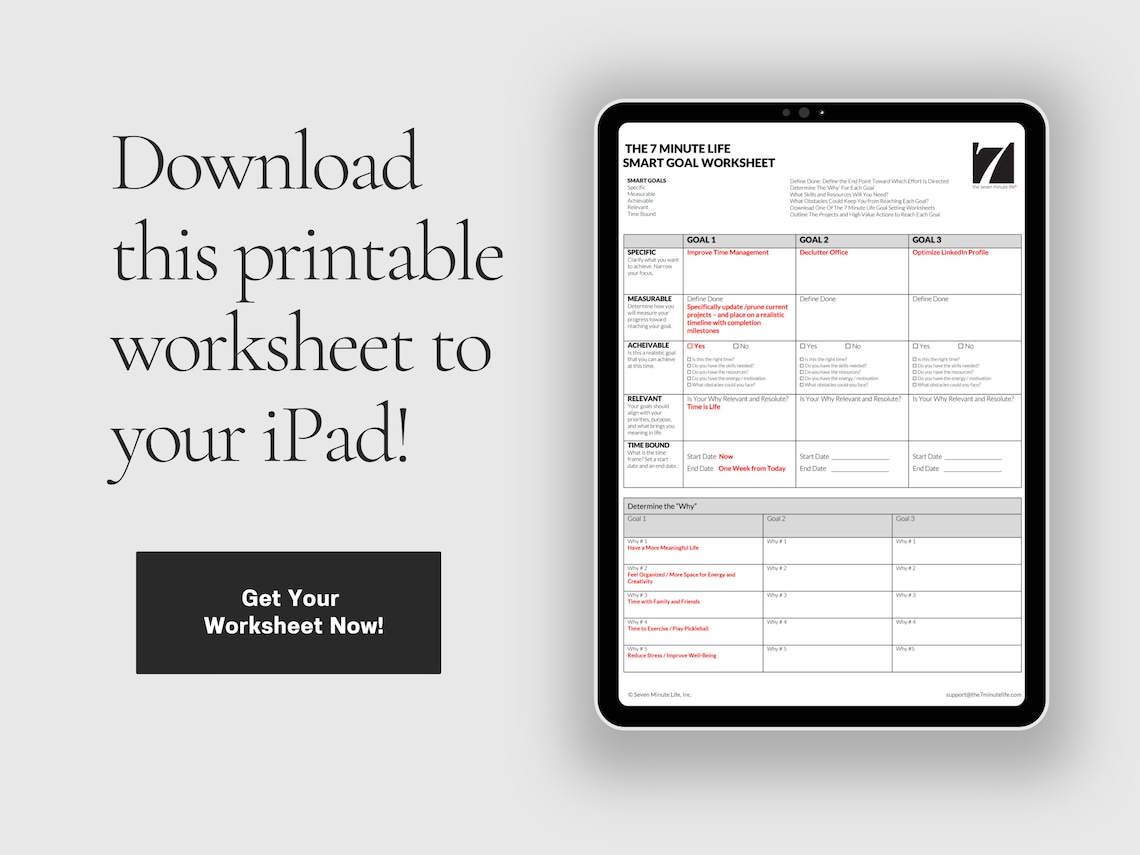 Goal Setting Worksheet SMART Goals Template Printable - Etsy