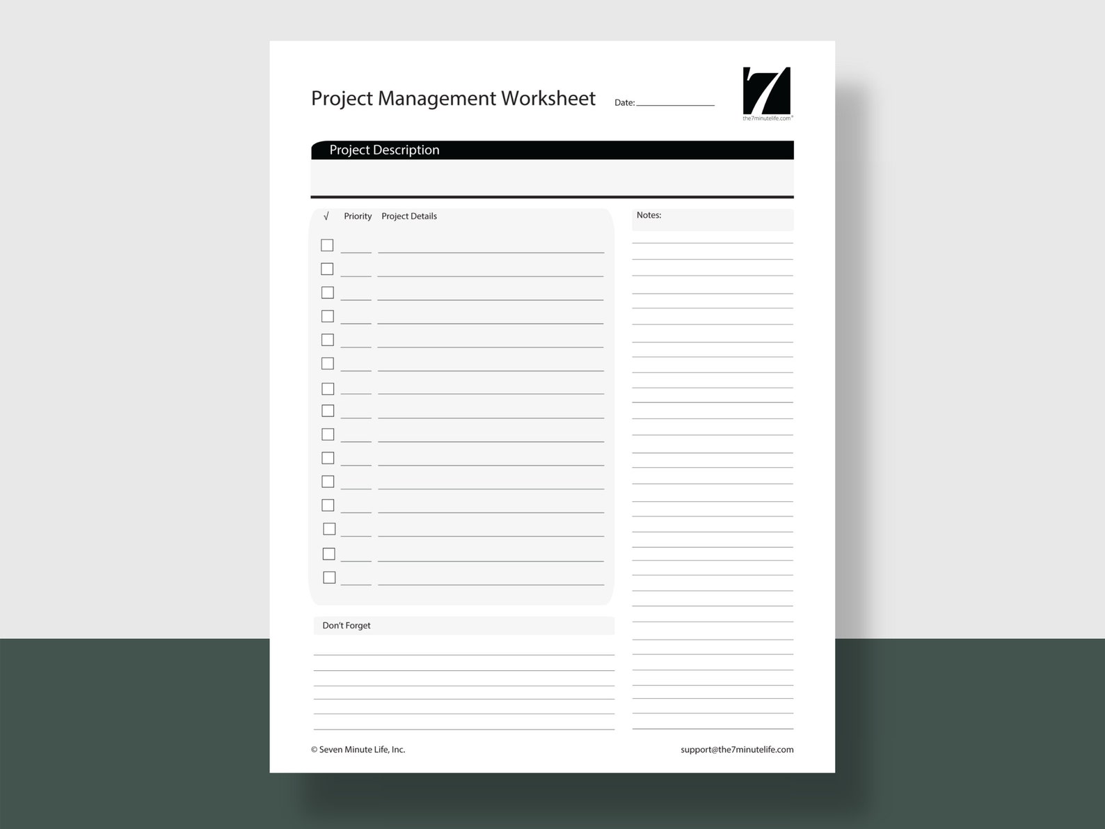 Project Management Template Worksheet | Project Planner Printable ...