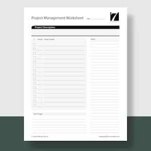 Project Management Template Worksheet | Project Planner Printable ...