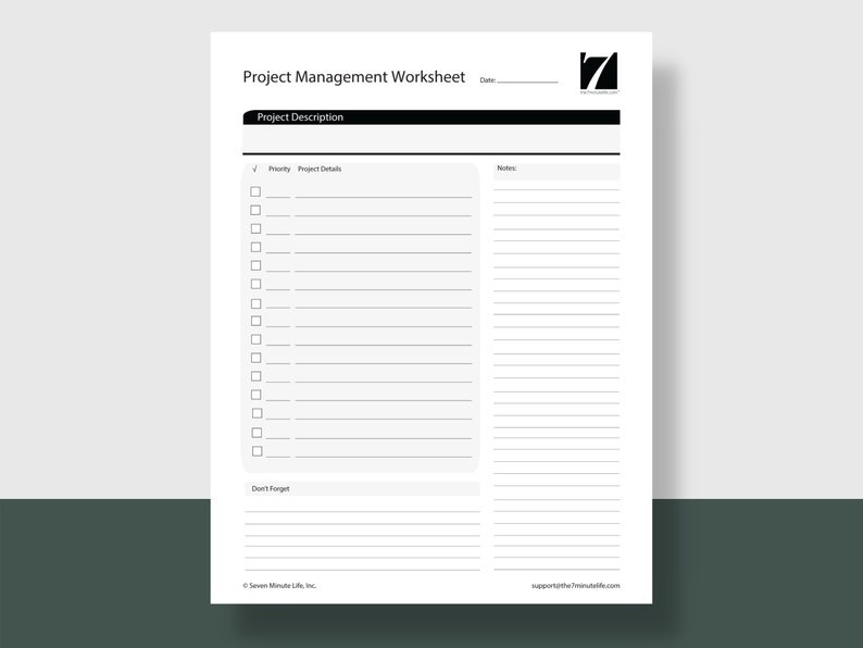 Project Management Template Worksheet | Project Planner Printable ...