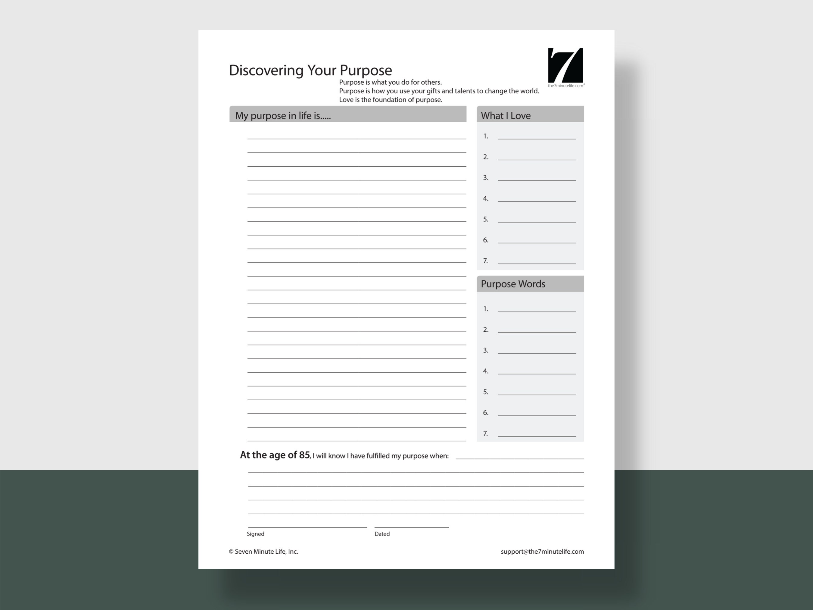 Find Your Purpose Worksheet: Self-discovery Activity (printable PDF) - Etsy