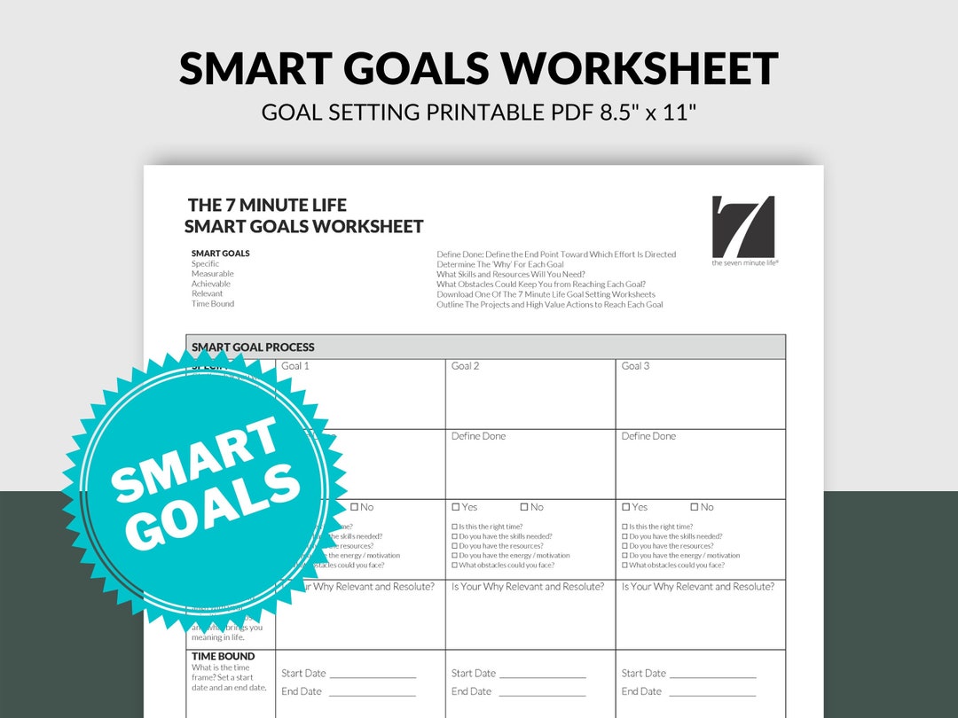 Goal Setting Worksheet SMART Goals Template Printable - Etsy Australia