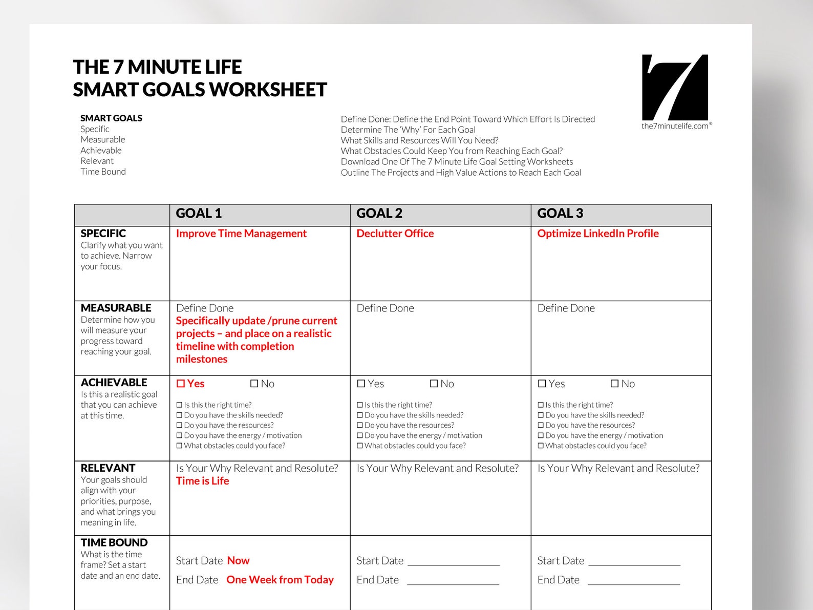 SMART Goals Worksheet: Printable Goal Planner (PDF) - Etsy