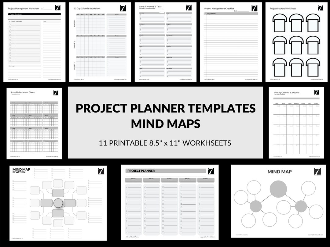 Project Planner, Mind Map Template, Project Management Template