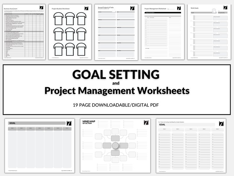 Goal Planner Bundle, Project Planner Printable, 2024 Goals Tracker, SMART Goals, Mind Map ...