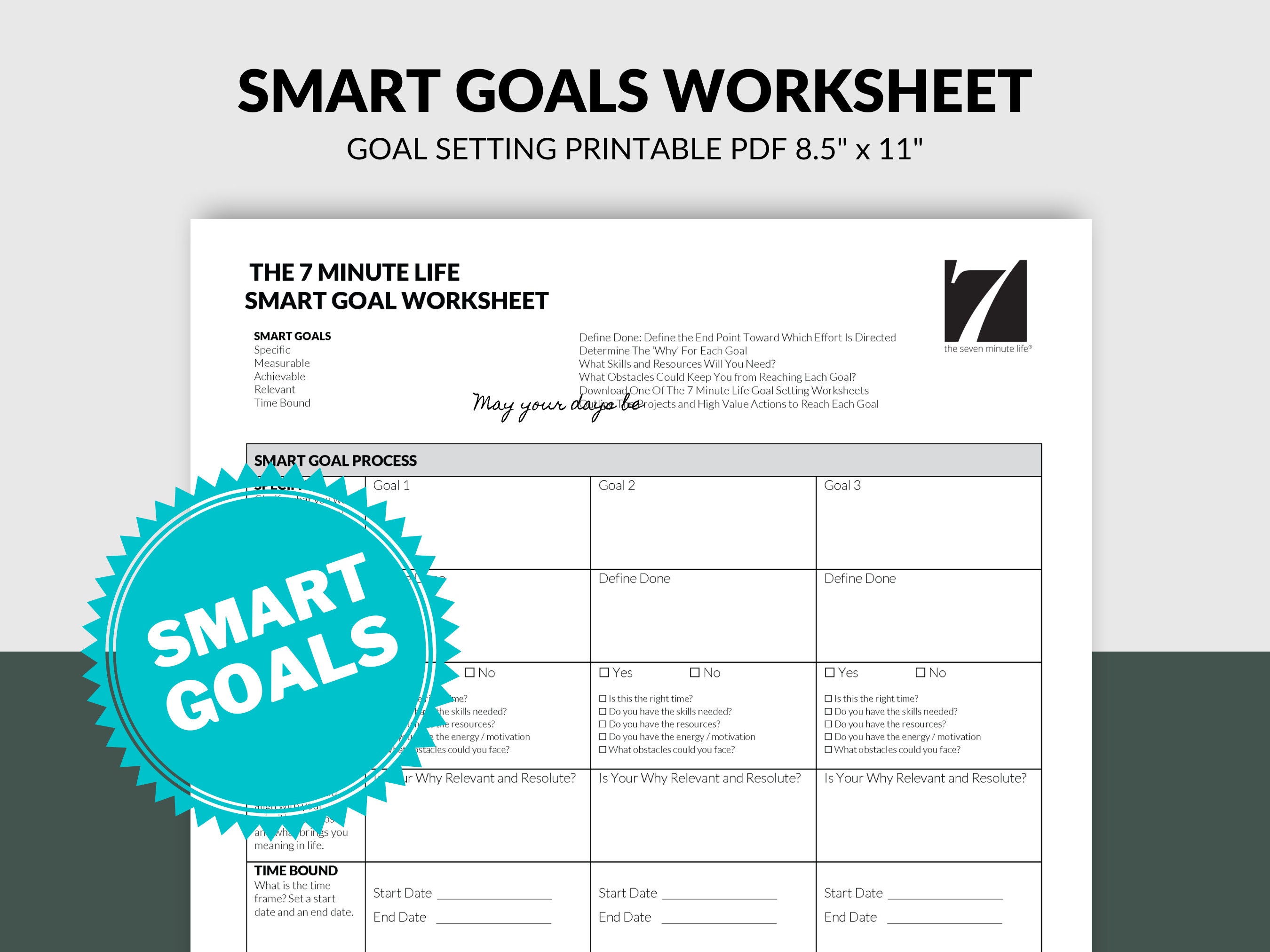 Goal Setting Worksheet SMART Goals Template Printable - Etsy Canada