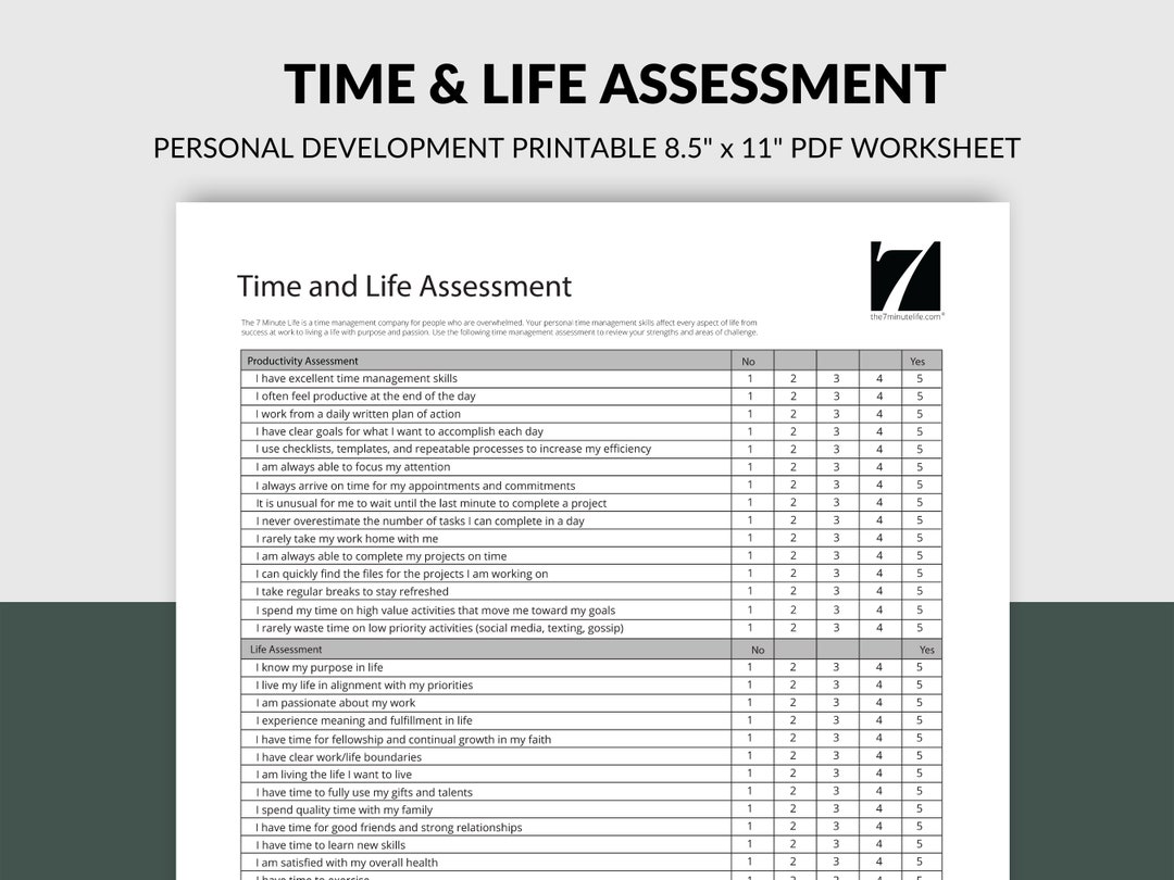 Goal Setting Evaluation: Time Management & Life Assessment Printable ...