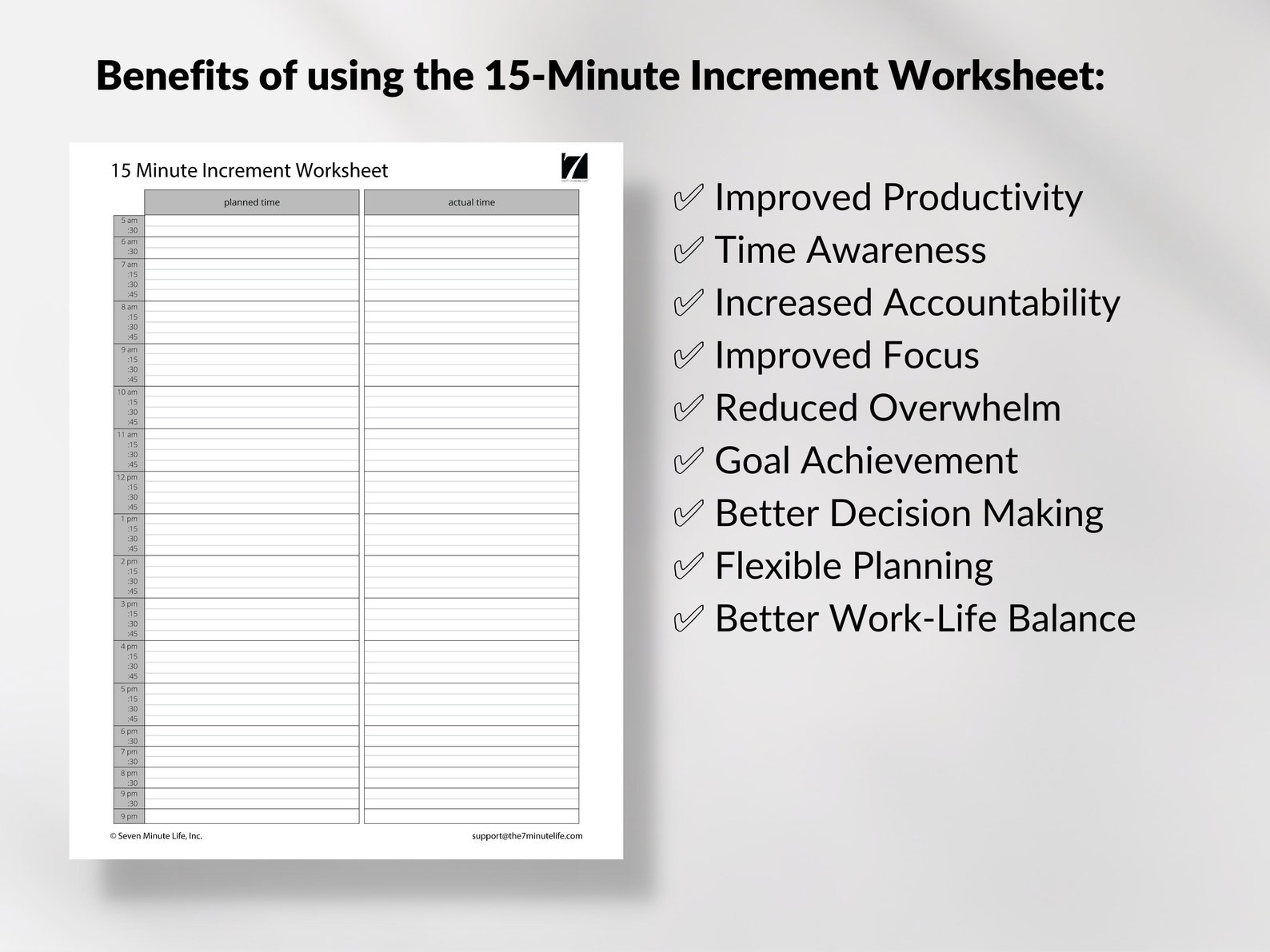15 Minute Planner Printable Template | 15 Minute Daily Planner | 15 ...