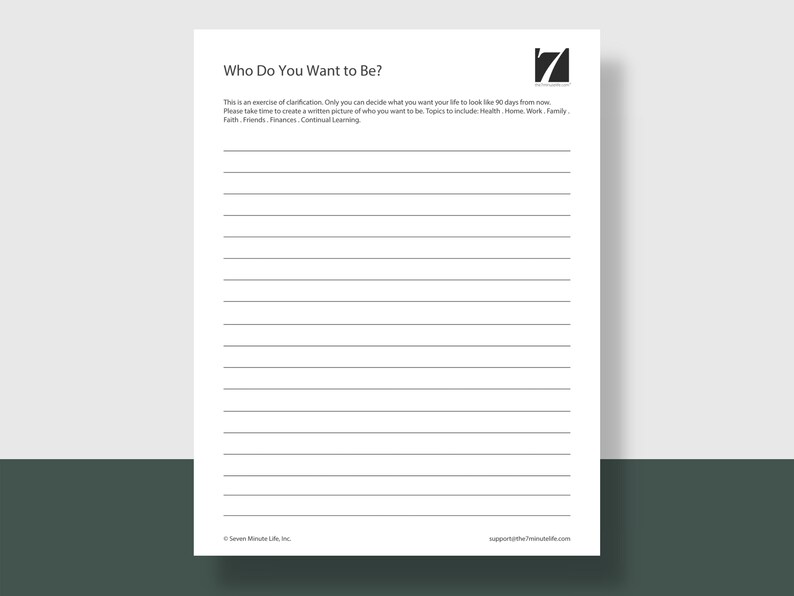 Life Planning Workbook Page | Who Do You Want to Be? Printable ...