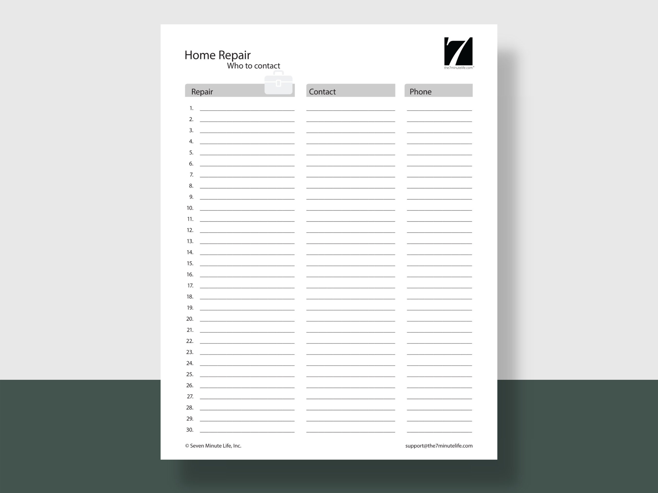 Home Repair Checklist | Home Improvement Planning List | House ...