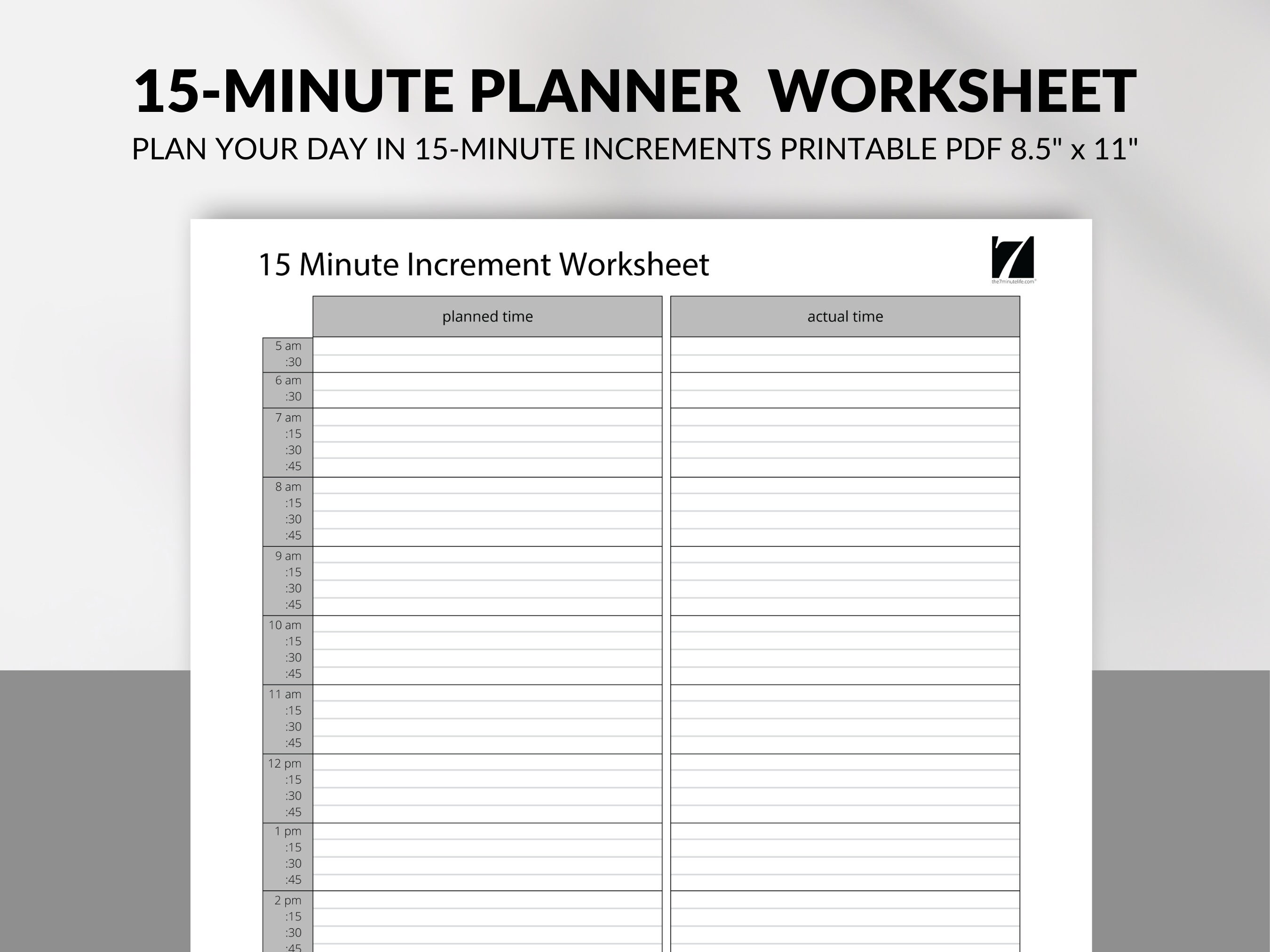 Weekly Schedule Template 15 Minute Increments