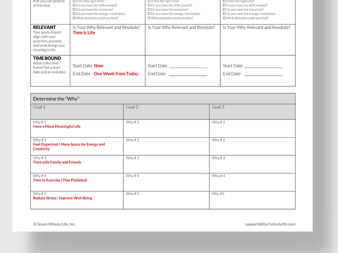 Goal Setting Worksheet SMART Goals Template Printable - Etsy