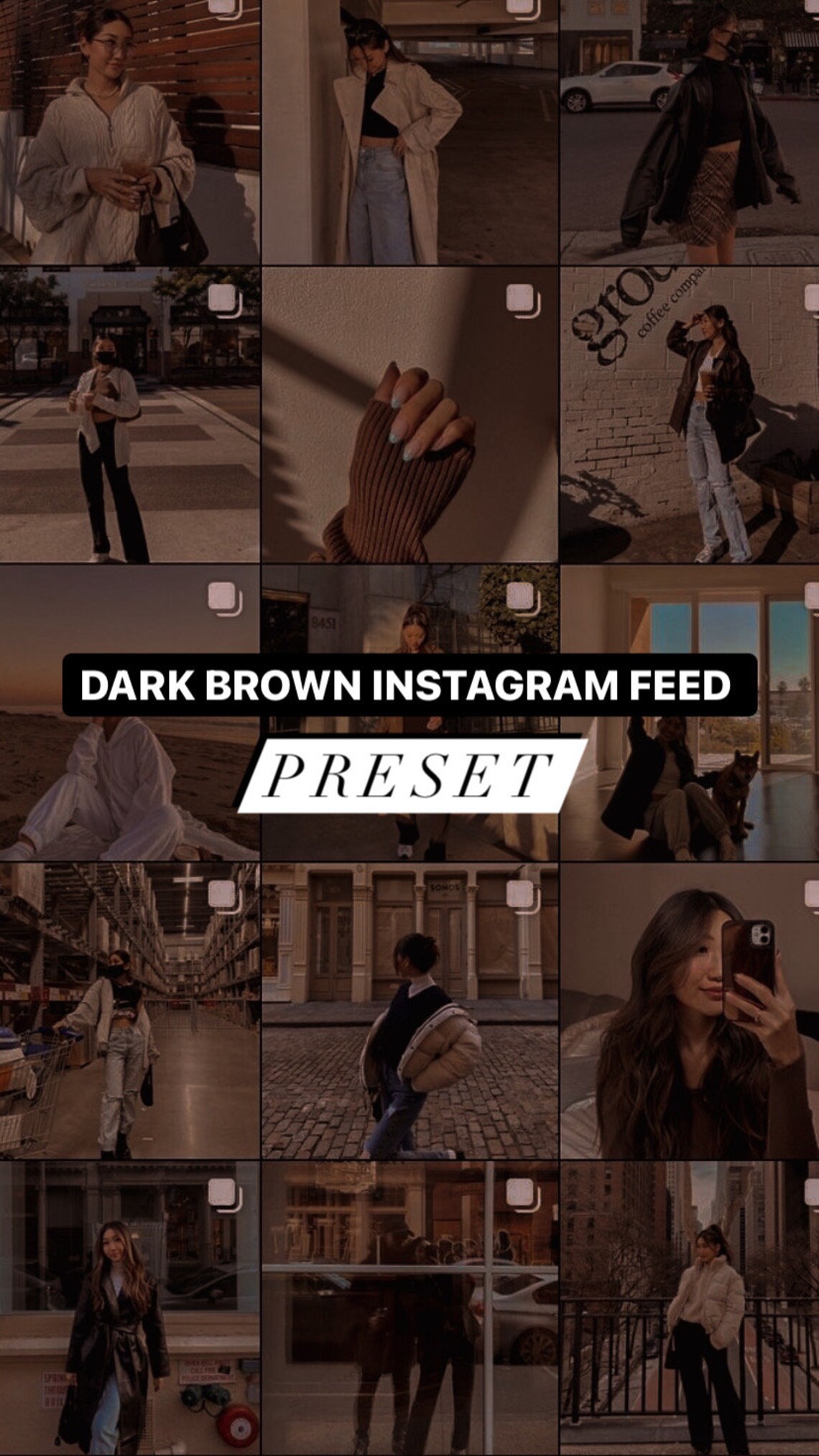 Dark Brown Instagram Feed Preset - Etsy