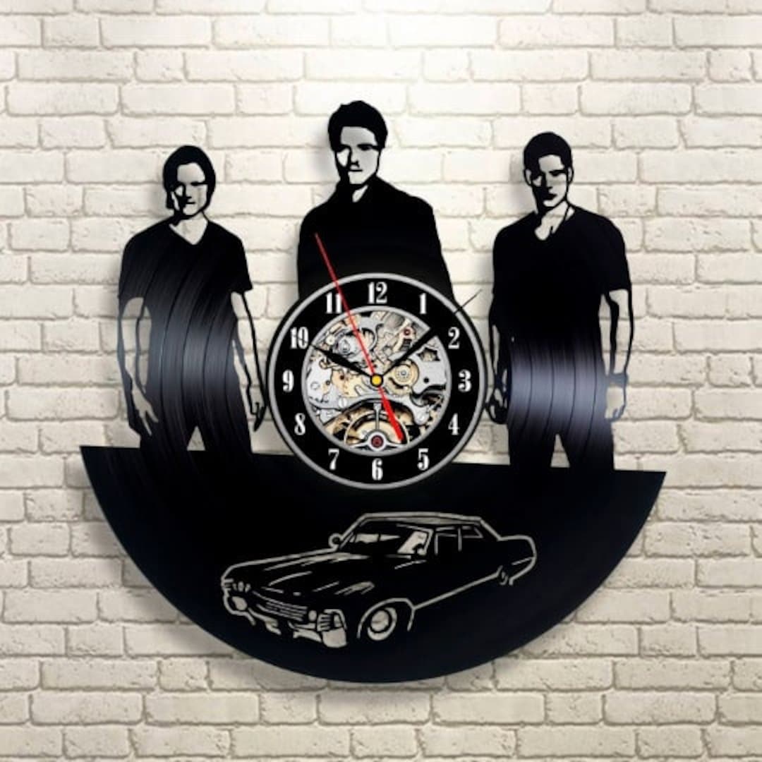 Supernatural Vinyl Record Black Clock, Vintage Wall Mount Decor, Unique ...